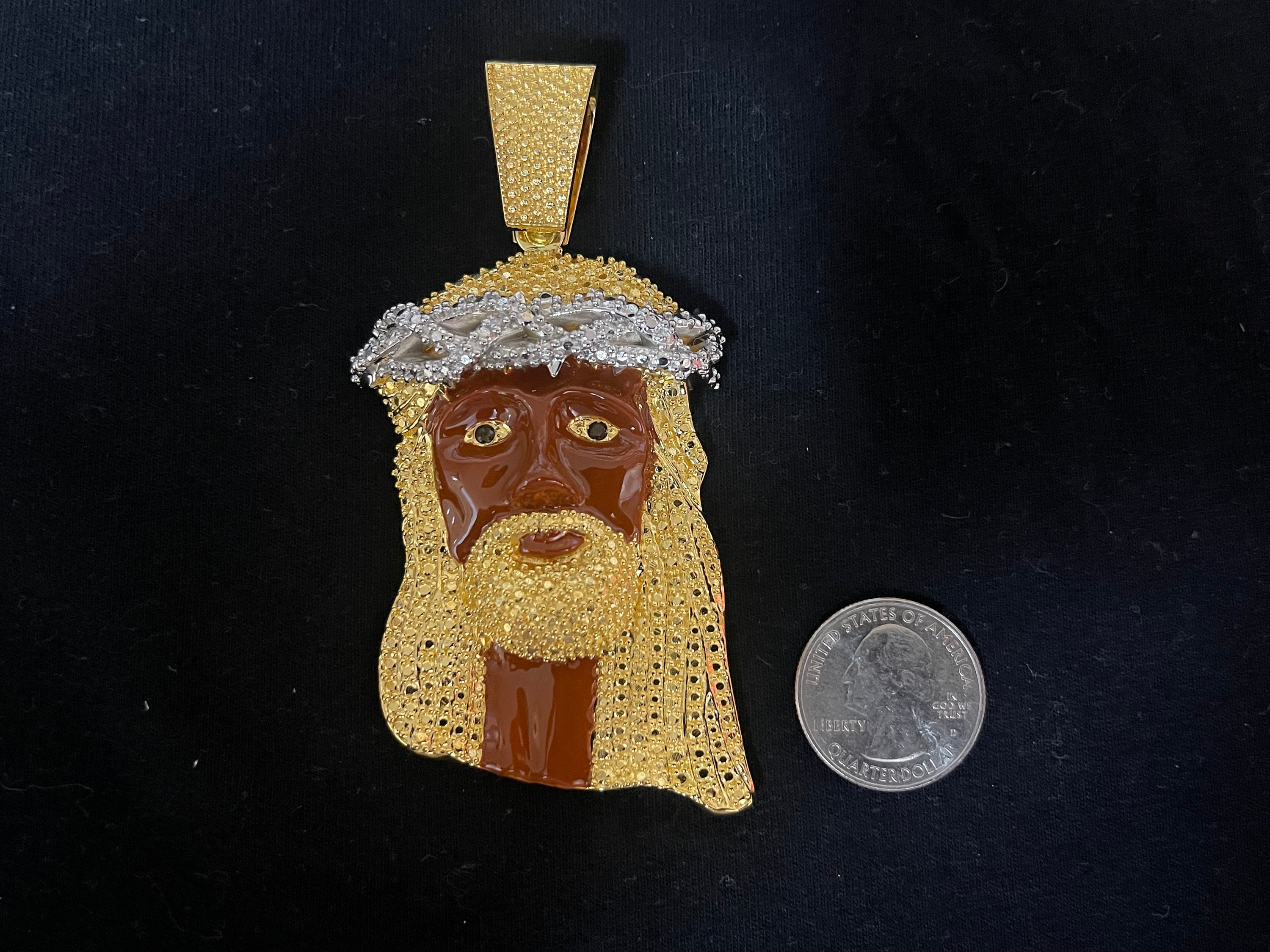 XL Kanye Jesus Piece With Brown Enamel - Brown Skin Jesus Piece - Etsy