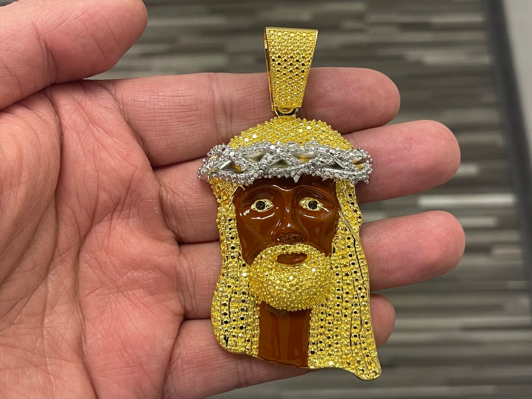 XL Kanye Jesus Piece With Brown Enamel - Brown Skin Jesus Piece - Etsy