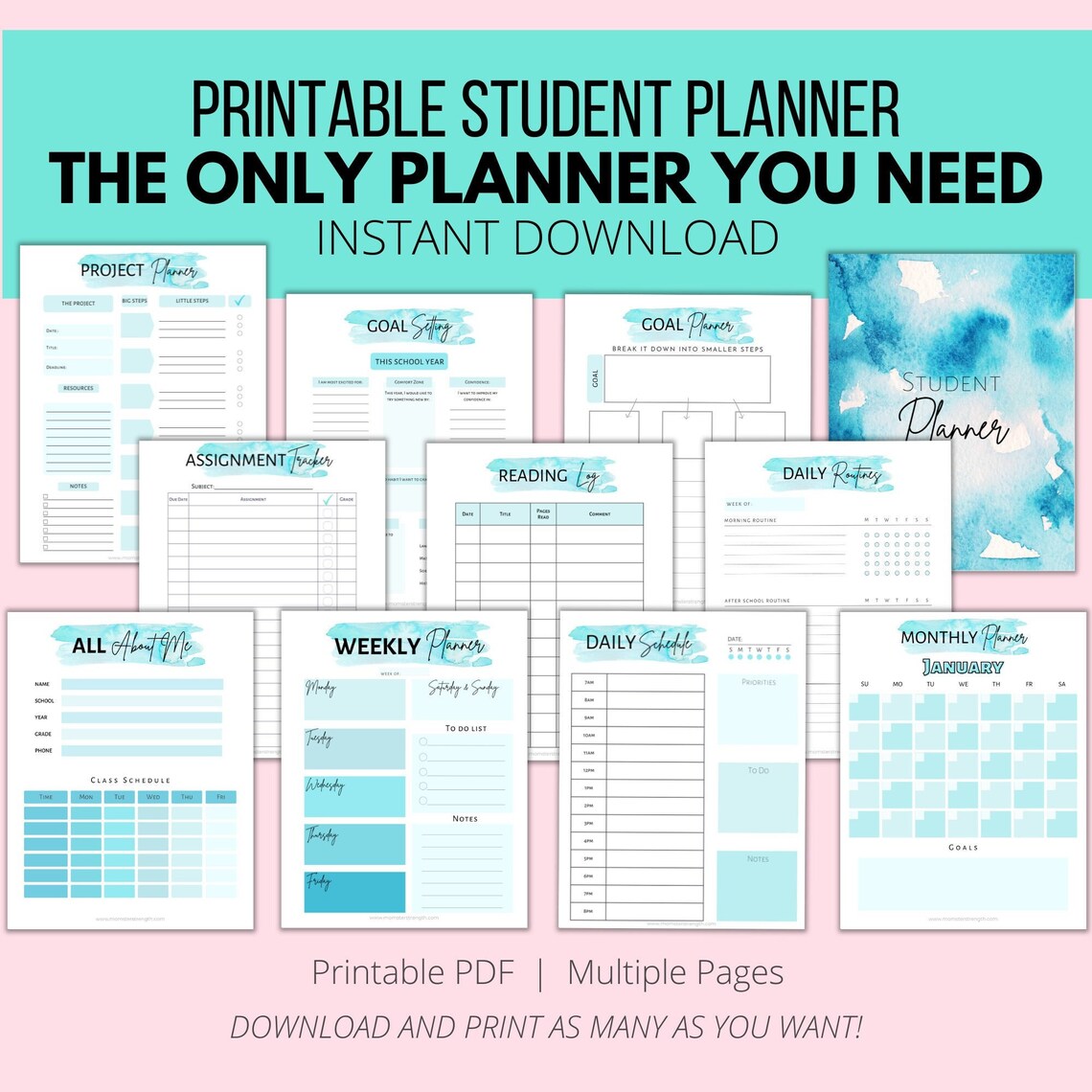 Printable Student Planner, Student Agenda, High School Planner, Student ...