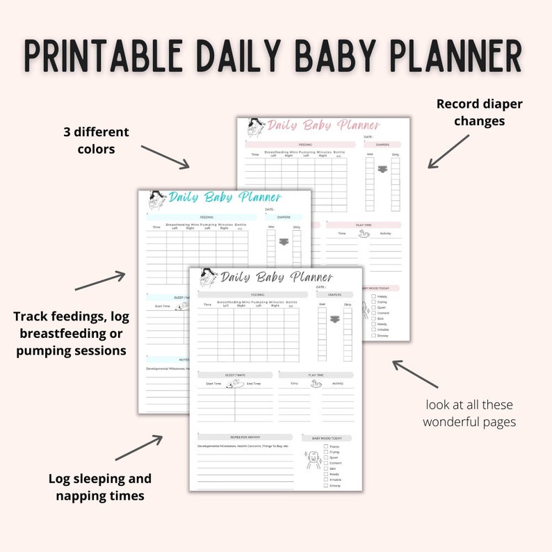 Printable Daily Baby Planner, Baby Tracker, New Mom Gift, Baby Log ...