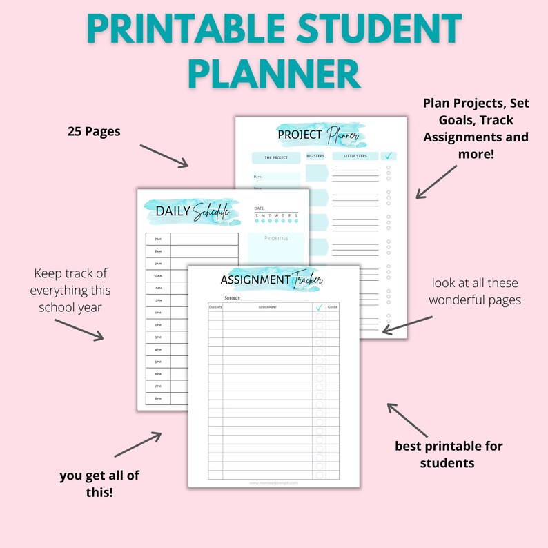 Printable Student Planner, Student Agenda, High School Planner, Student ...