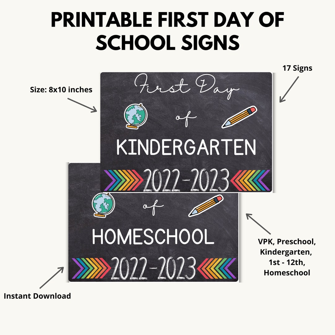 First Day of School Printable Signs, INSTANT DOWNLOAD, Printable Back ...