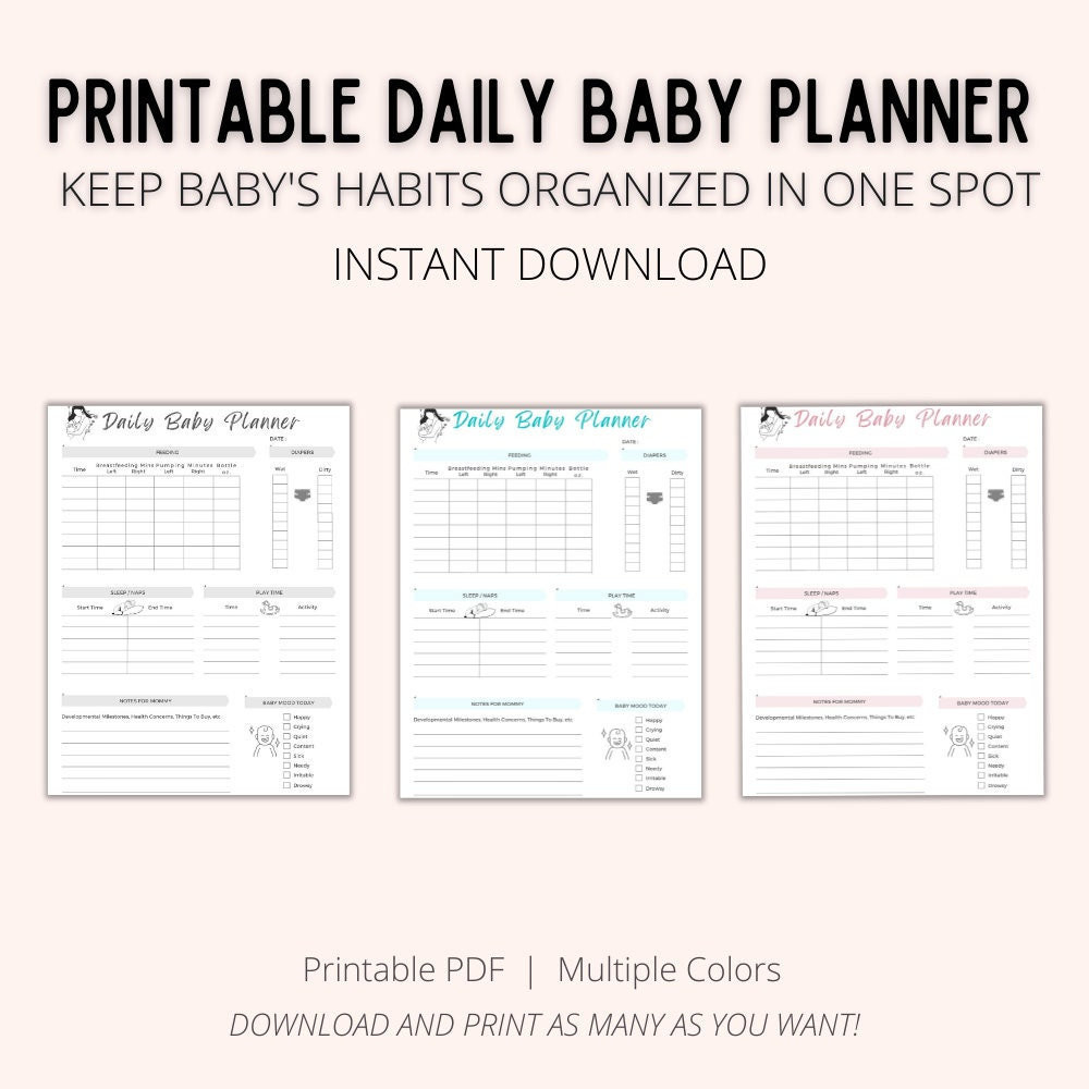 Printable Daily Baby Planner, Baby Tracker, New Mom Gift, Baby Log ...