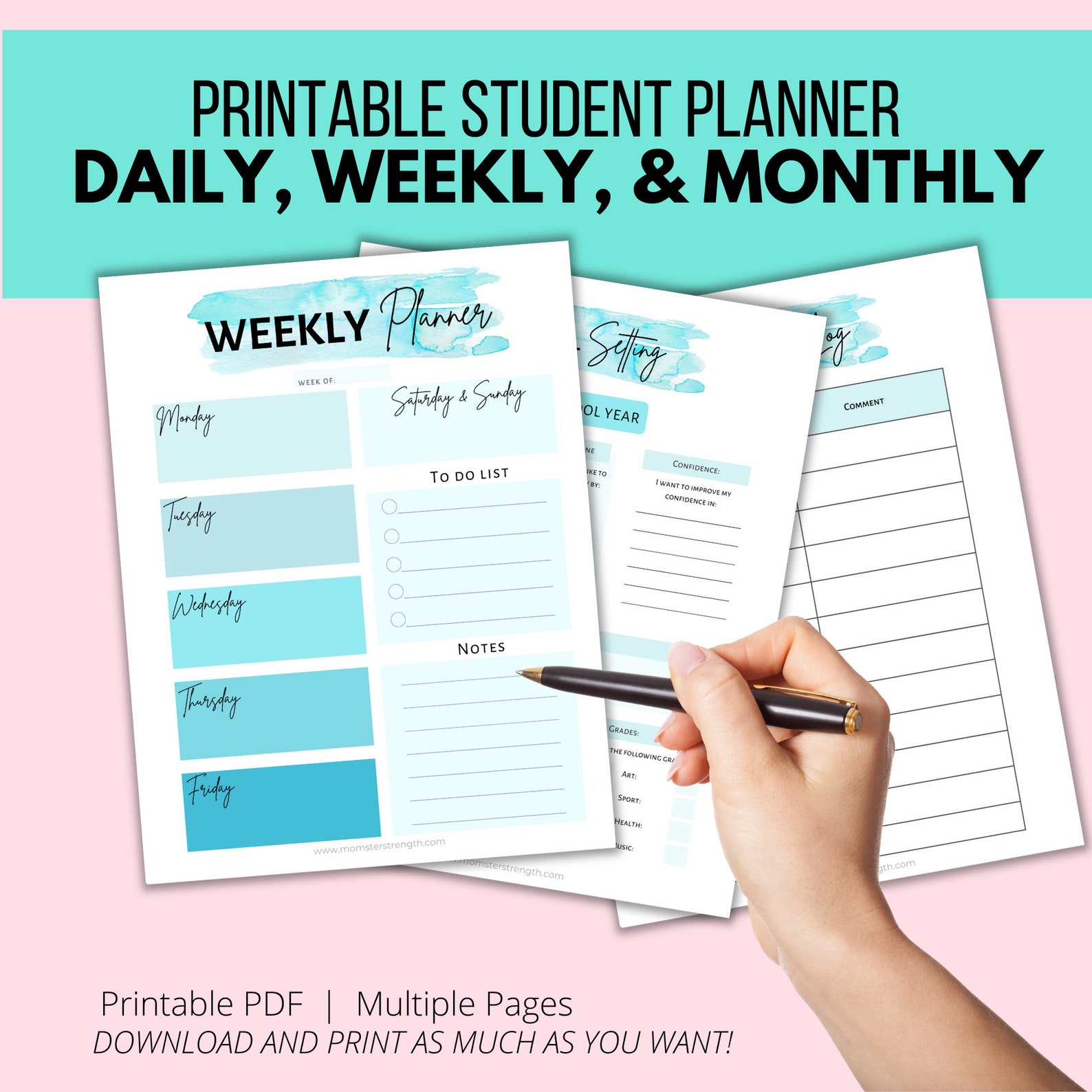 Printable Student Planner, Student Agenda, High School Planner, Student ...
