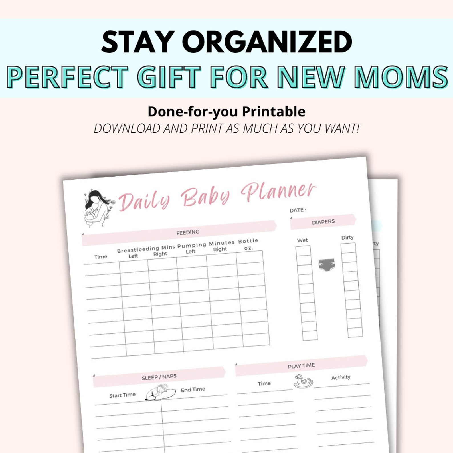 Printable Daily Baby Planner, Baby Tracker, New Mom Gift, Baby Log ...