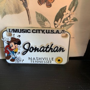 Disney Mickey Mouse Nashville Miniature Plastic License Plate Souvenir ...