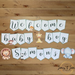 Jungle Animal Baby Shower Banner | Jungle Animal Baby Shower, Welcome ...