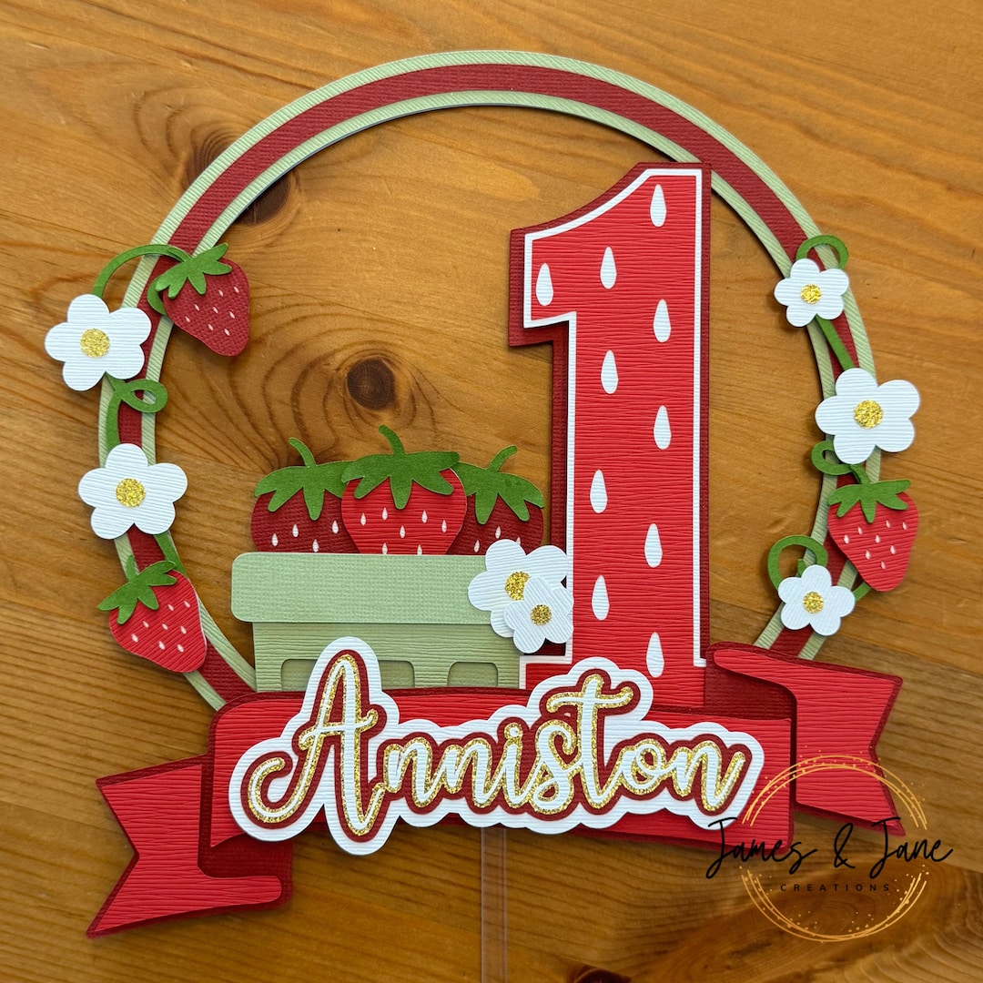 Strawberry Cake Topper | Berry First Birthday, Berry Sweet Cake Topper ...