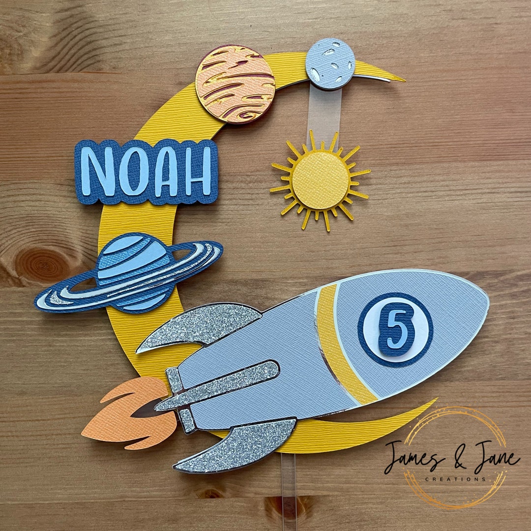 Custom Cake Topper | Space Cake Topper, Outer Space Birthday, Moon ...