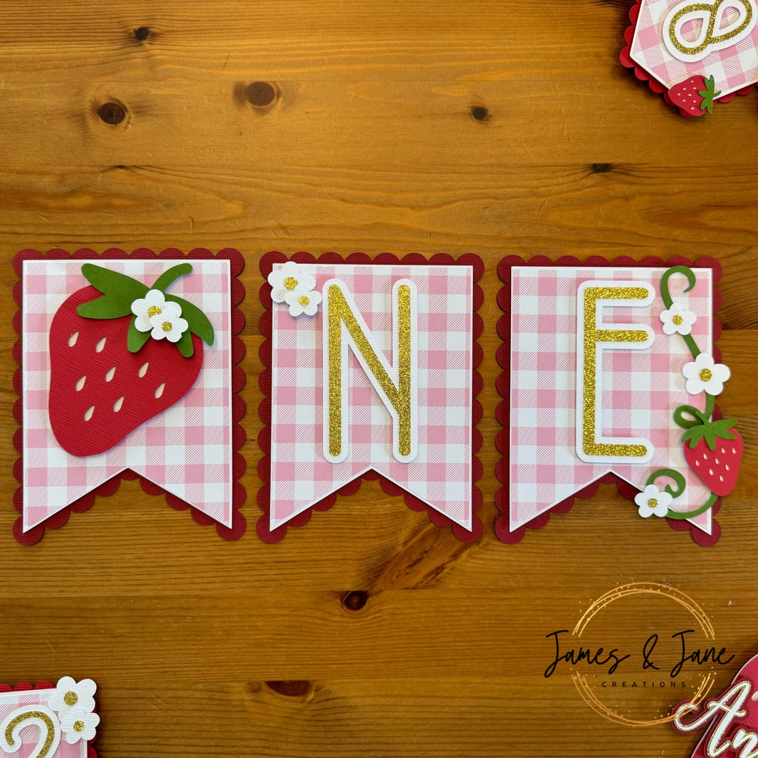 Strawberry Highchair Banner | Berry Sweet Theme, Berry First Birthday ...