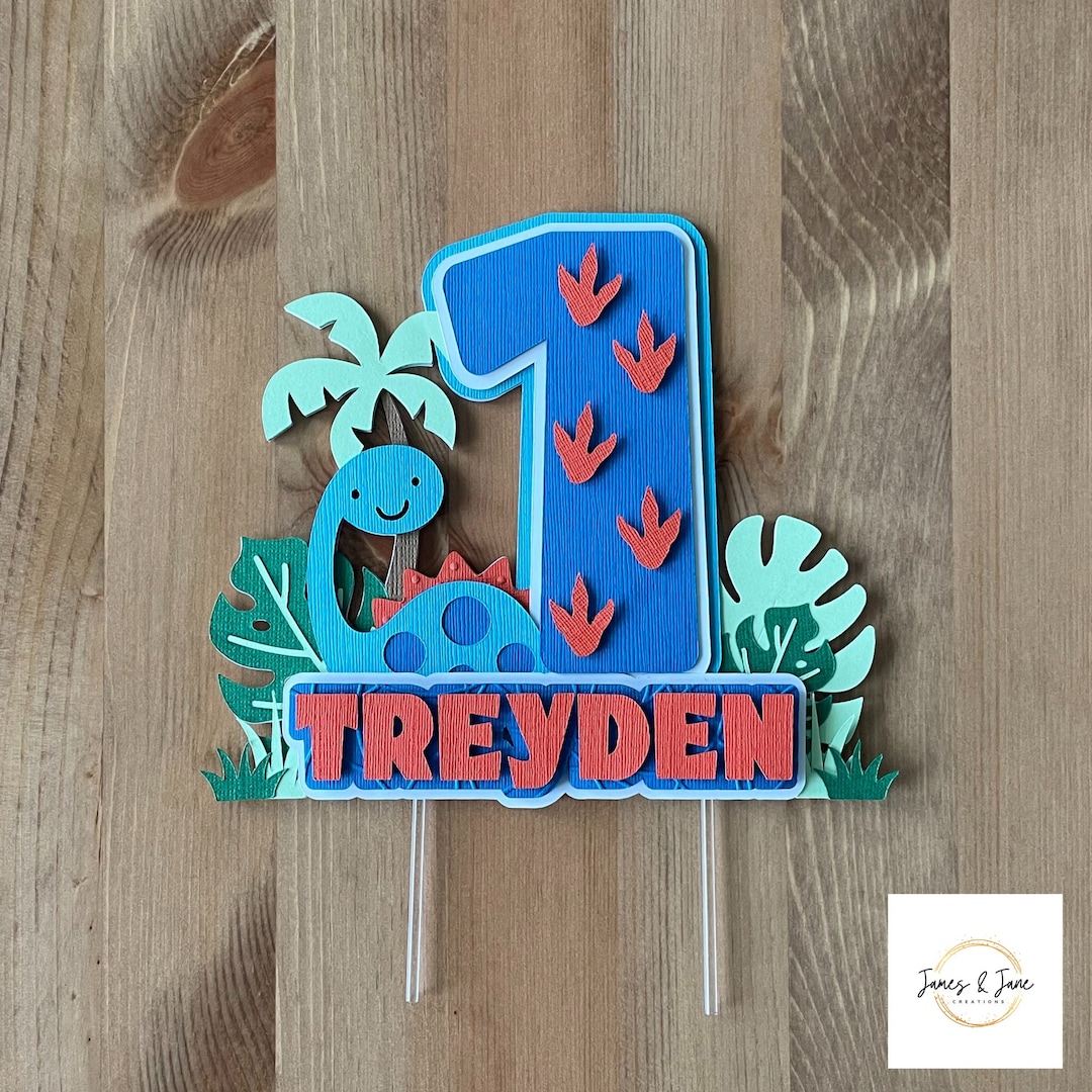 Custom Cake Topper | Boy Dinosaur Birthday Party, Personalized Boy ...