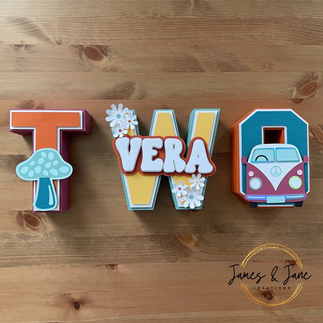 Custom 3D Letters | Groovy One, Two Groovy Personalized 3D Letters ...