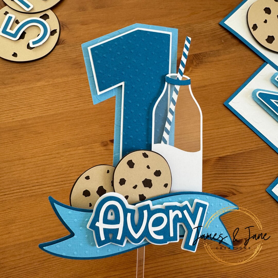 Milk & Cookies Cake Topper | One Tough Cookie, Custom Cake Topper, Milk ...