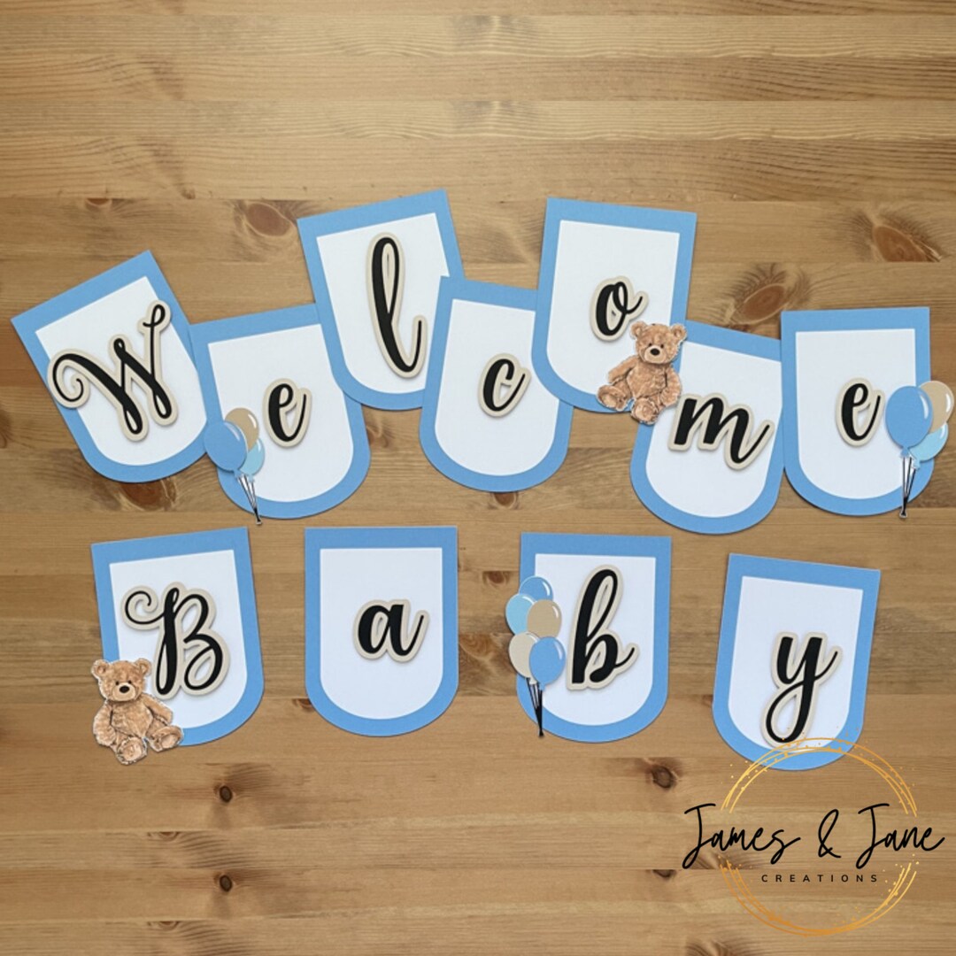 Teddy Bear Baby Shower Banner | Teddy Bear, Balloons, Baby Shower ...
