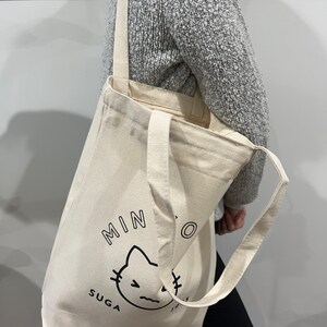 BTS Suga Grumpy Cat Canvas Tote Bag | Shoulder Bag Perfect for ...
