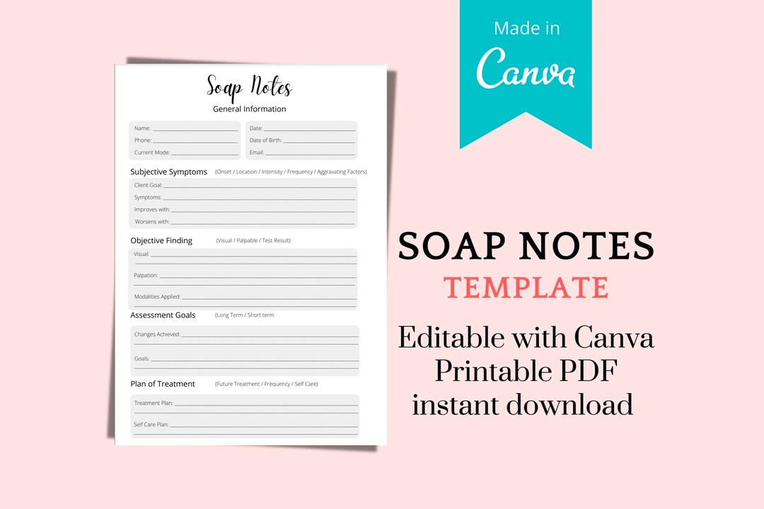 Soap Notes Printable PDF Template Salon Form Esthetician - Etsy Canada
