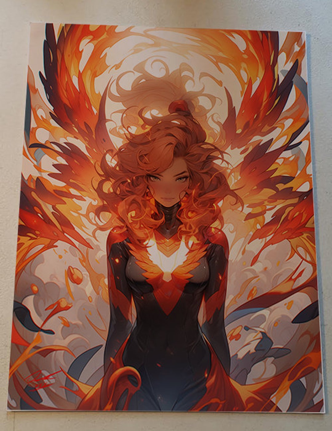 Phoenix Jean Grey Pinup Comicart Drawing Art Color Illustration Print ...