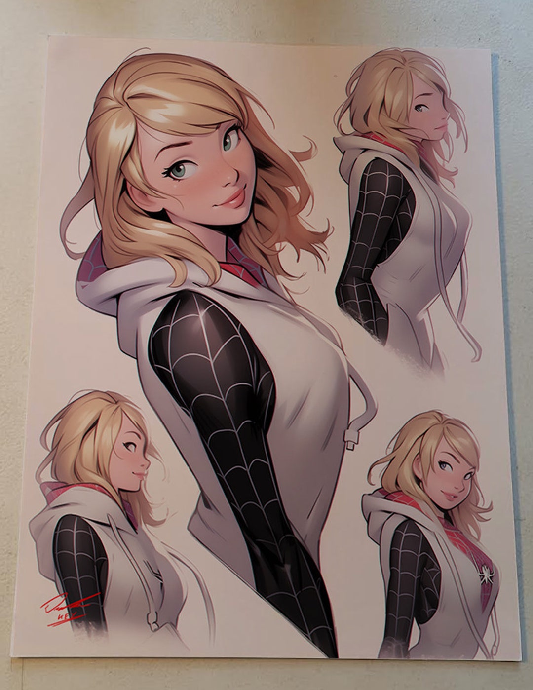 Gwen Stacy Pinup Comicart Drawing Art Color Illustration Print Artist ...