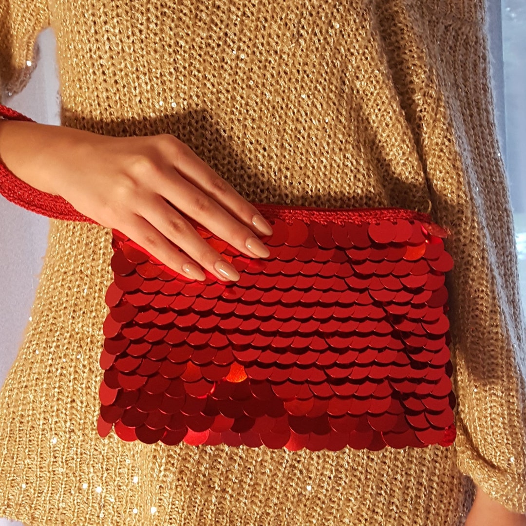 Fashion Crochet Bag W/ SHINY Sequins, Elegant Paillette Sequin Purse ...