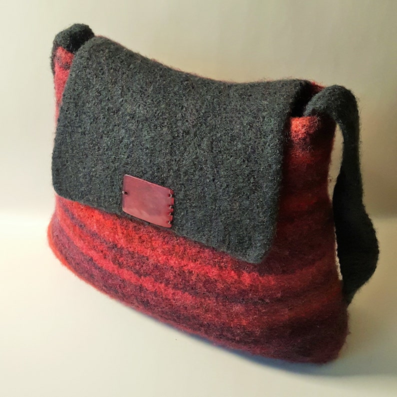 Large Felted Wool Crochet Messenger Bag, Mixed Color Tote - Etsy