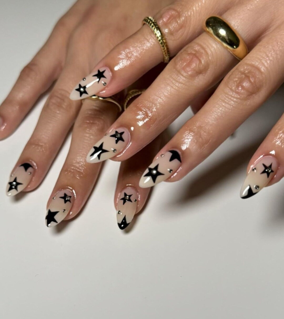 Y2K Silver Star Nails /japanese Nails /custom Press on Nails/ Hand Made ...