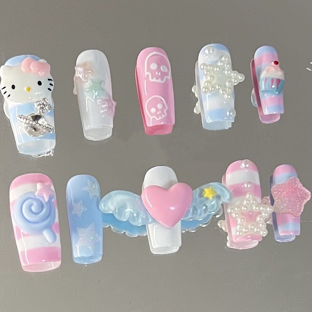 Y2k Nails/ Sanrio Kitty Nails /japanese Nails /custom Press on Nails ...