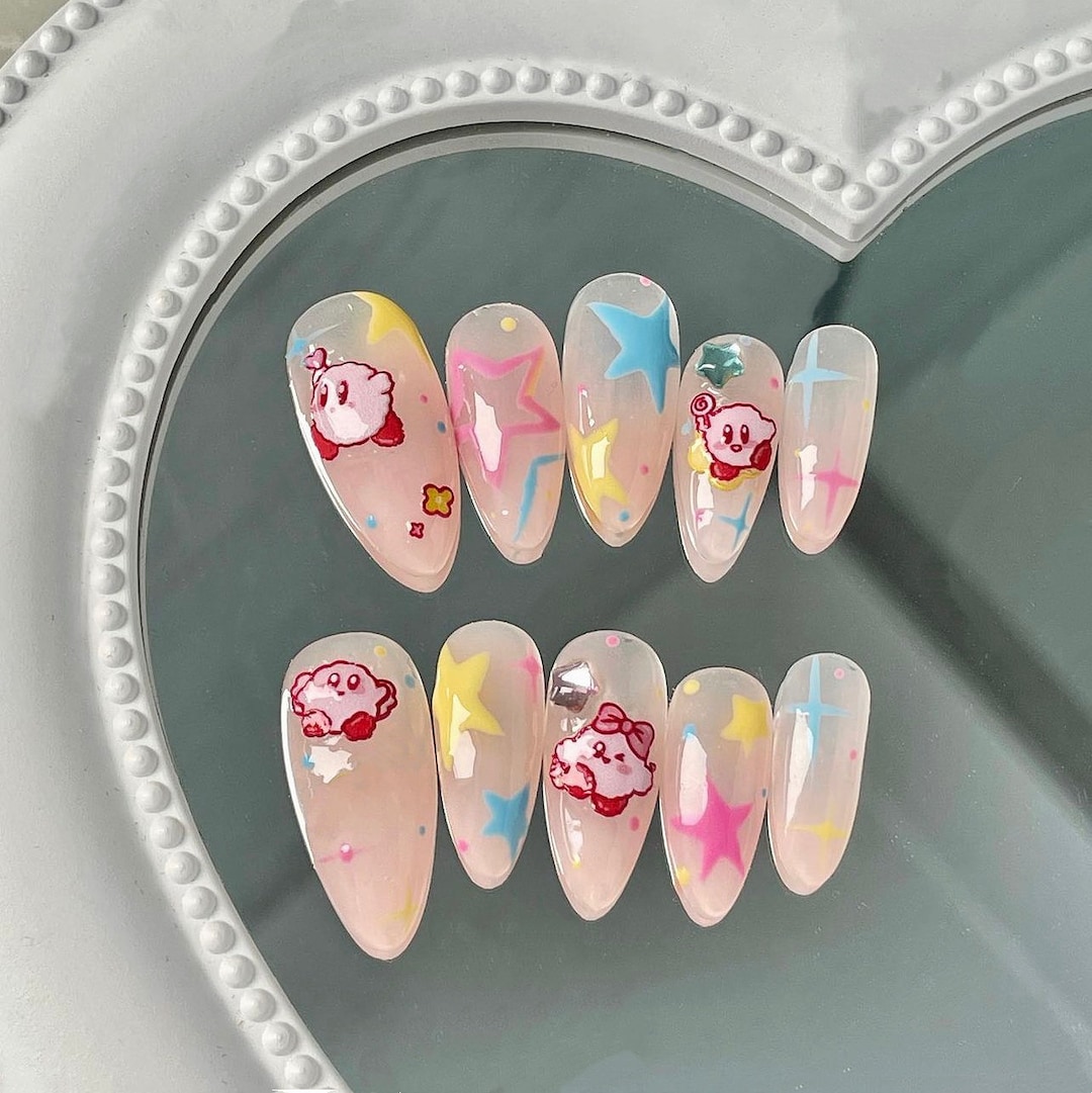 Y2k Almond Kirby Nails / Sandrio Anime Nails /custom Press on Nails ...
