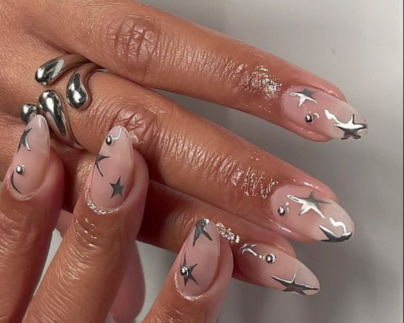 Y2K Silver Star Nails /japanese Nails /custom Press on Nails/ - Etsy Canada