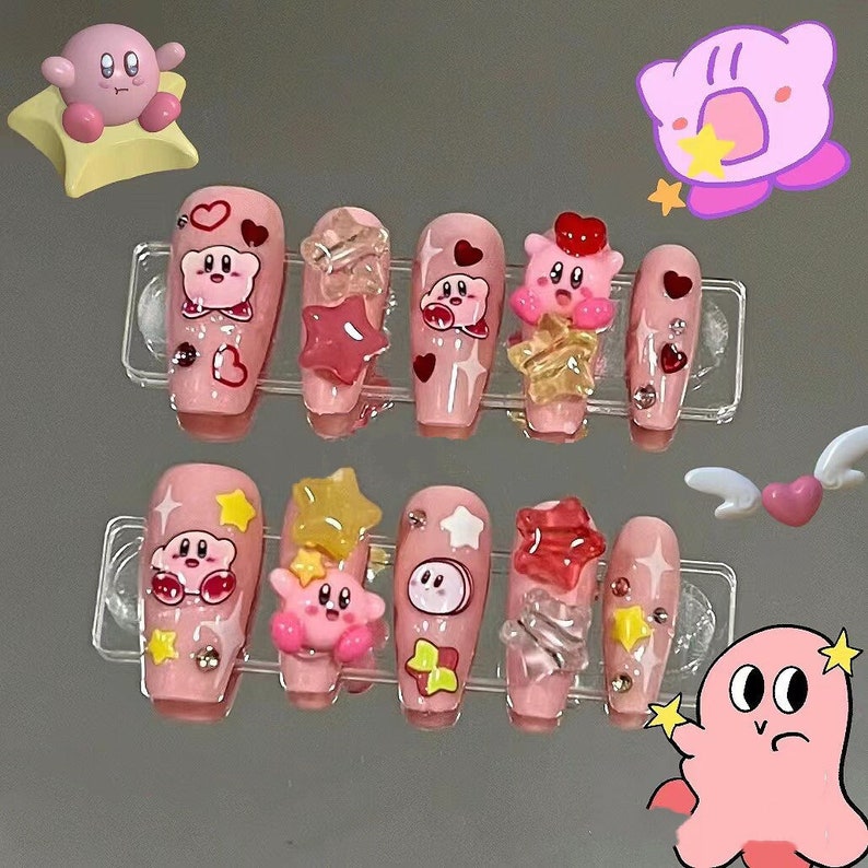 Y2k Kirby Style Nails /japanese Nails /custom Press on Nails/ - Etsy