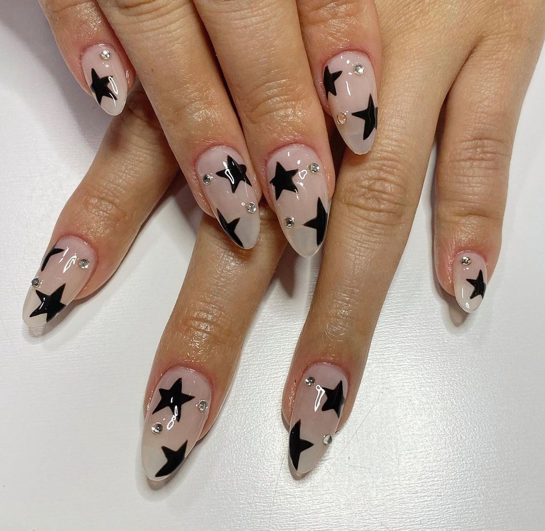 Y2K Silver Star Nails /japanese Nails /custom Press on Nails/ - Etsy