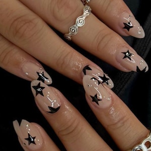 Y2K Silver Star Nails /japanese Nails /custom Press on Nails/ Hand Made ...