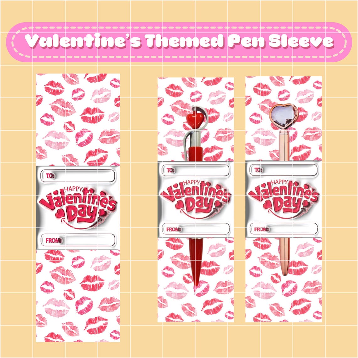 Valentines-inspired Pen Sleeve, Pen Holder Souvenir Template Best for ...