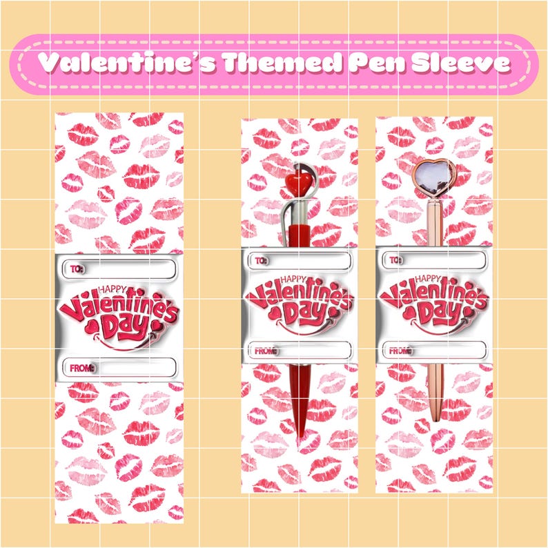 Valentines-inspired Pen Sleeve, Pen Holder Souvenir Template Best for ...