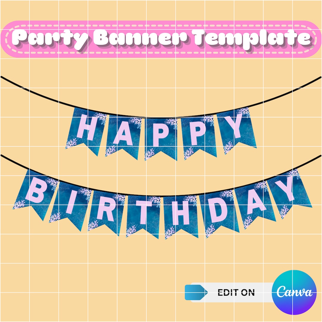 Party Banner Editable Canva Template, Ocean, Mermaid Themed-party Hat ...
