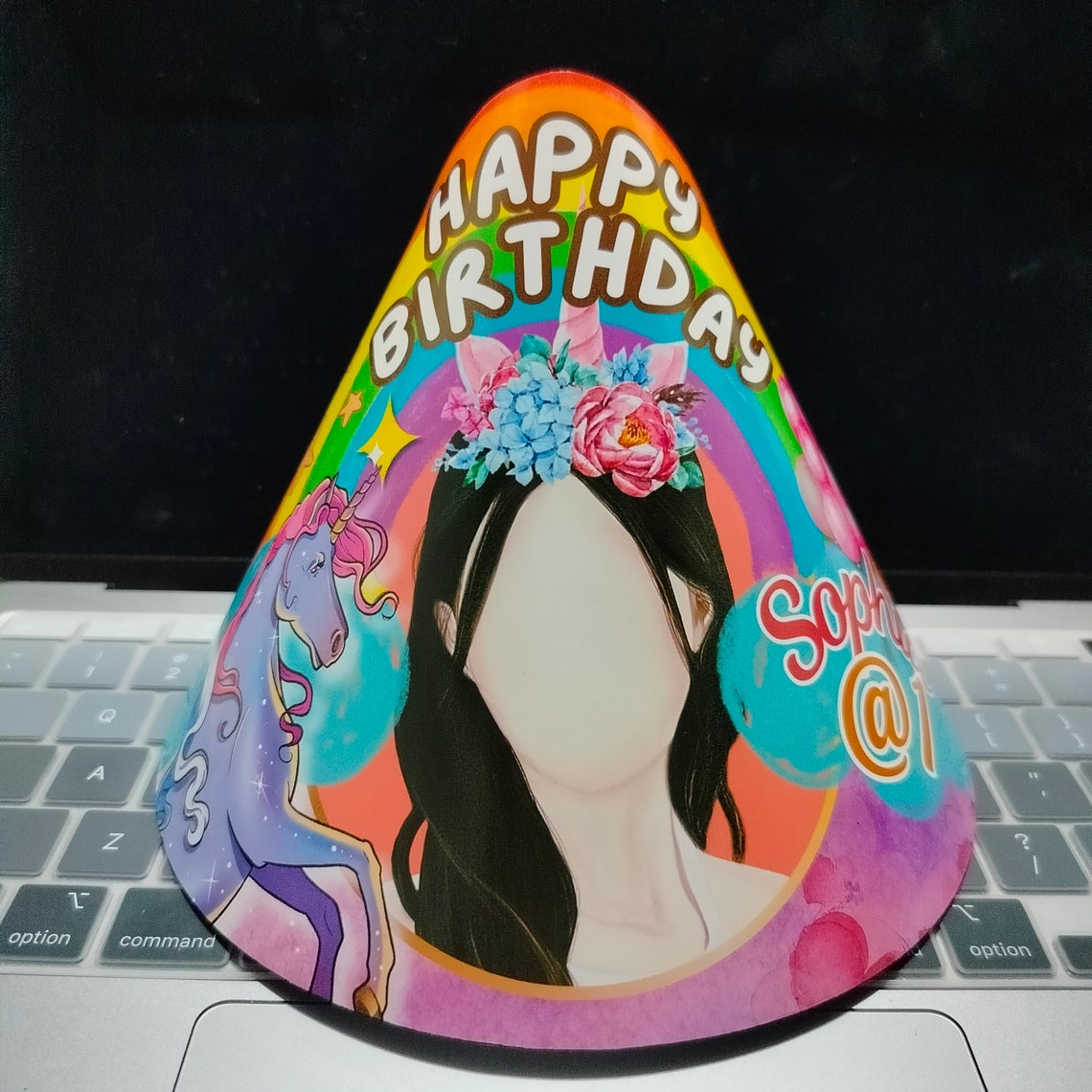 Rainbow Unicorn-themed Party Hat Editable Canva Template - Etsy