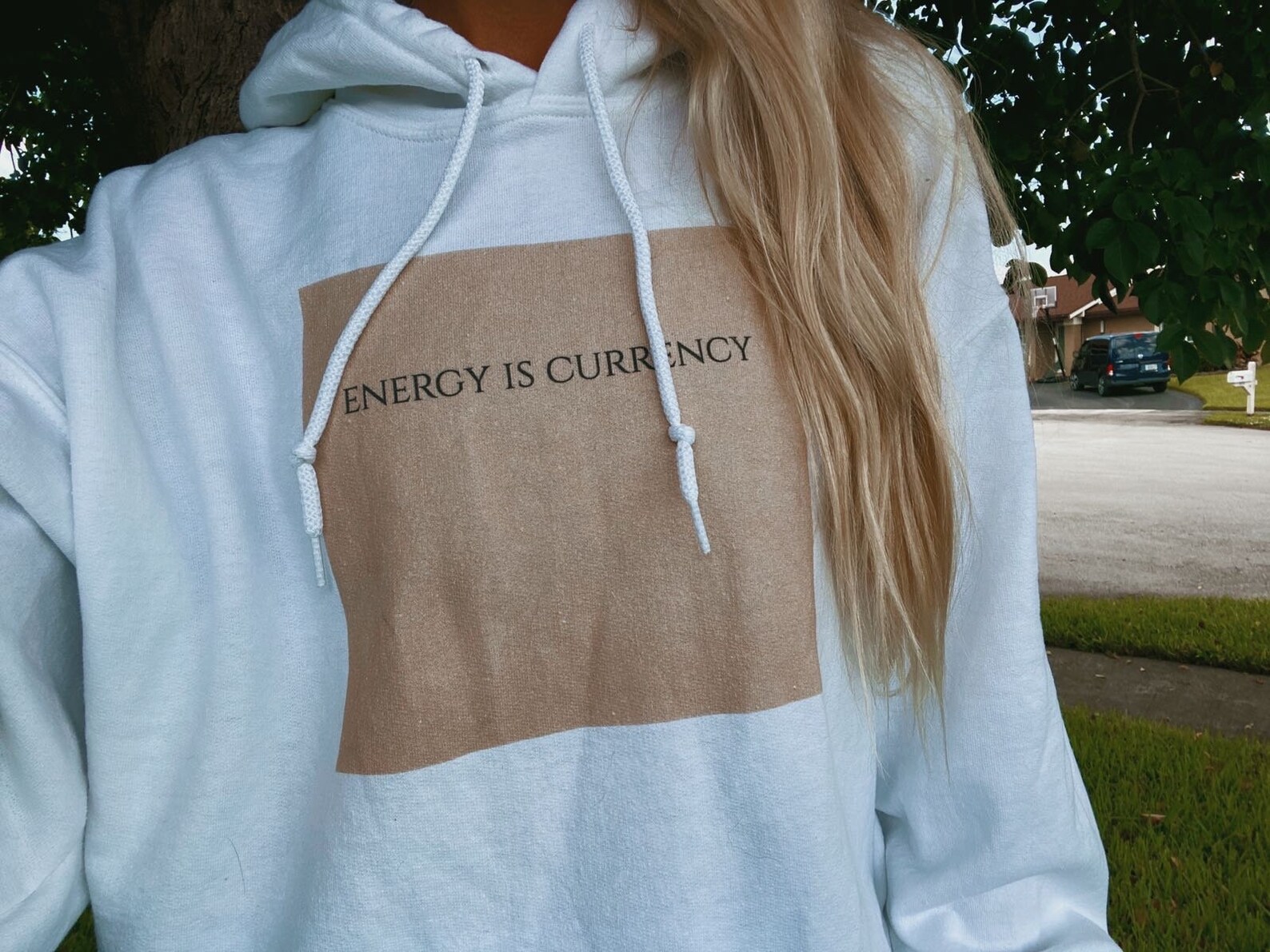 Energy is Currency Hoodie – White Unisex Spiritual Sweatshirt, Cozy ...