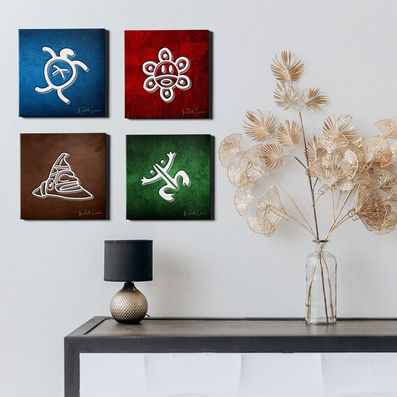 Simbolos Tainos Canvas Set Framed and Ready to Install - Etsy
