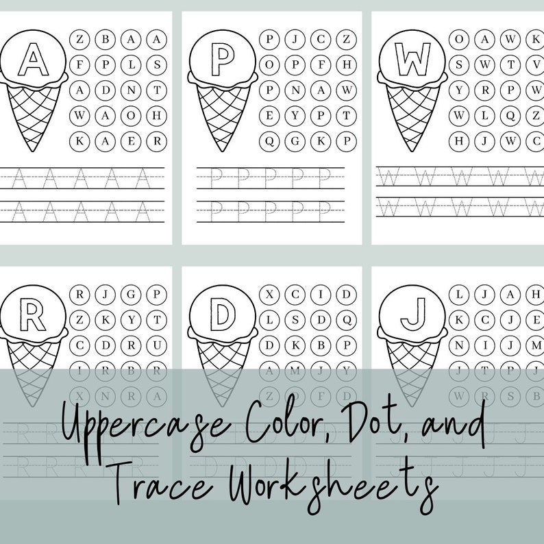 Uppercase Color, Dot, and Trace Worksheets, Homeschool Printable ...