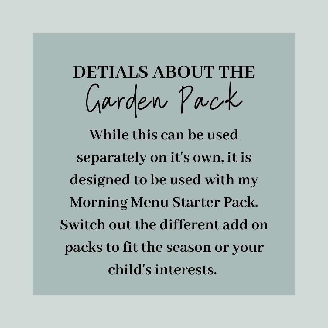 Morning Menu Garden Pack, Morning Time Bundle, Homeschool Printable ...