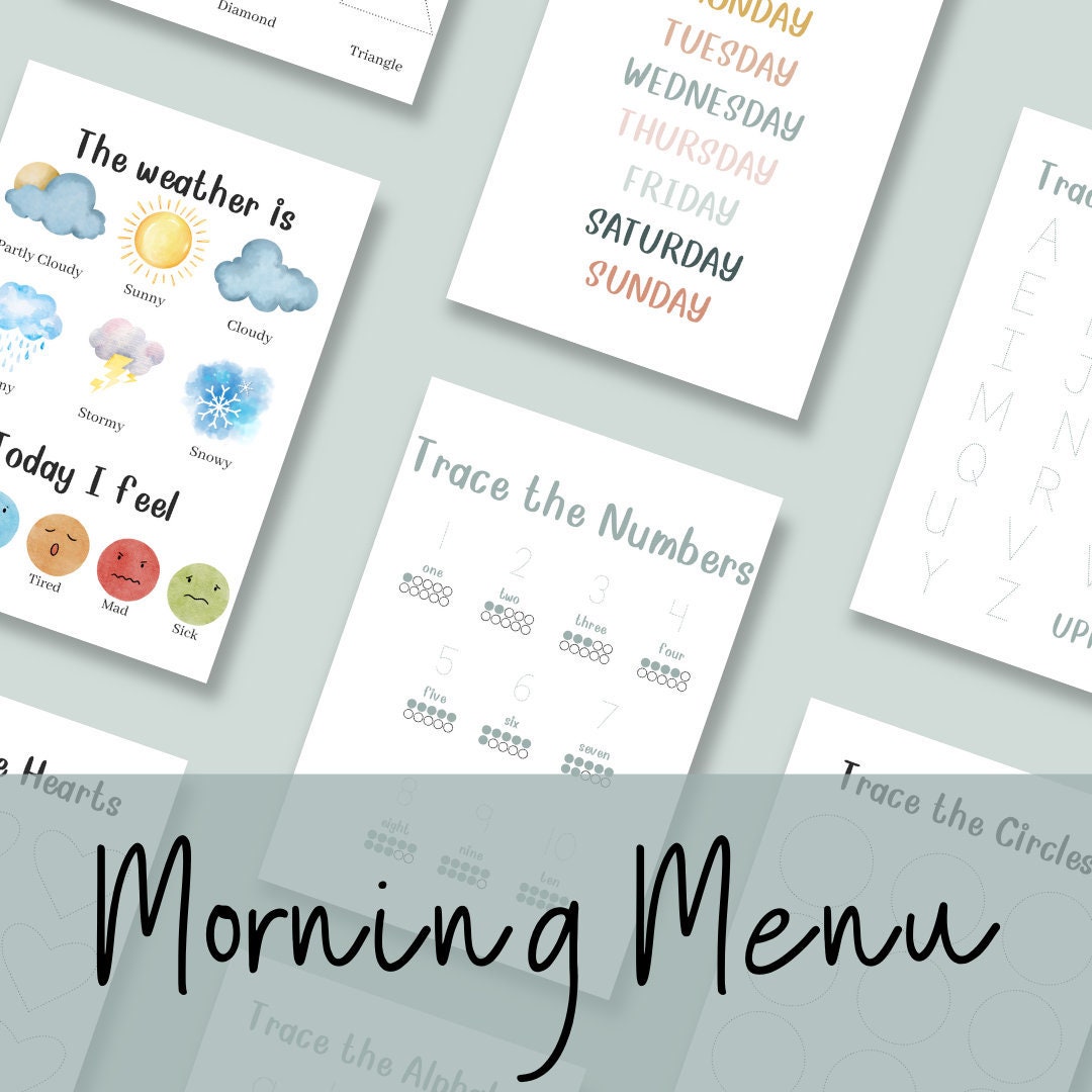 Morning Menu, Morning Time Bundle, Homeschool Printable, Preschool ...