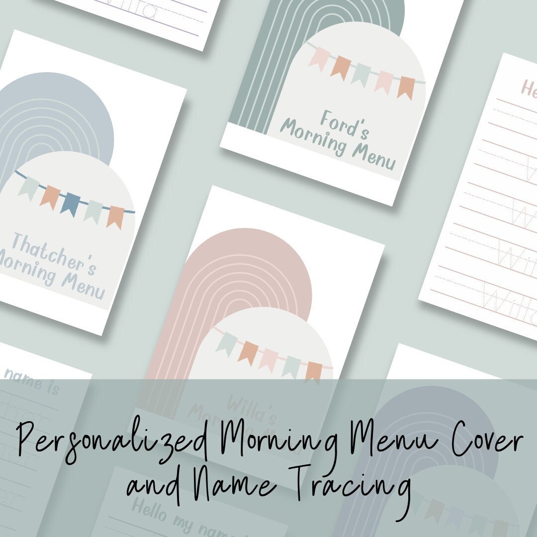 Morning Menu Personalized Cover and Name Tracing - Etsy
