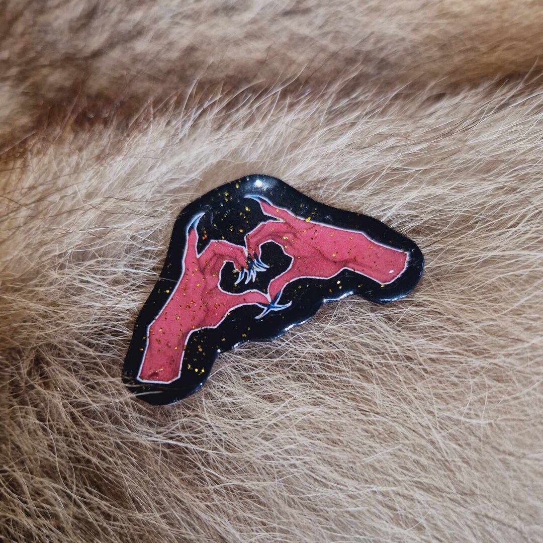 Halloween Devil Demon Hand Horns Pin Brooch Strangefamilyco - Etsy