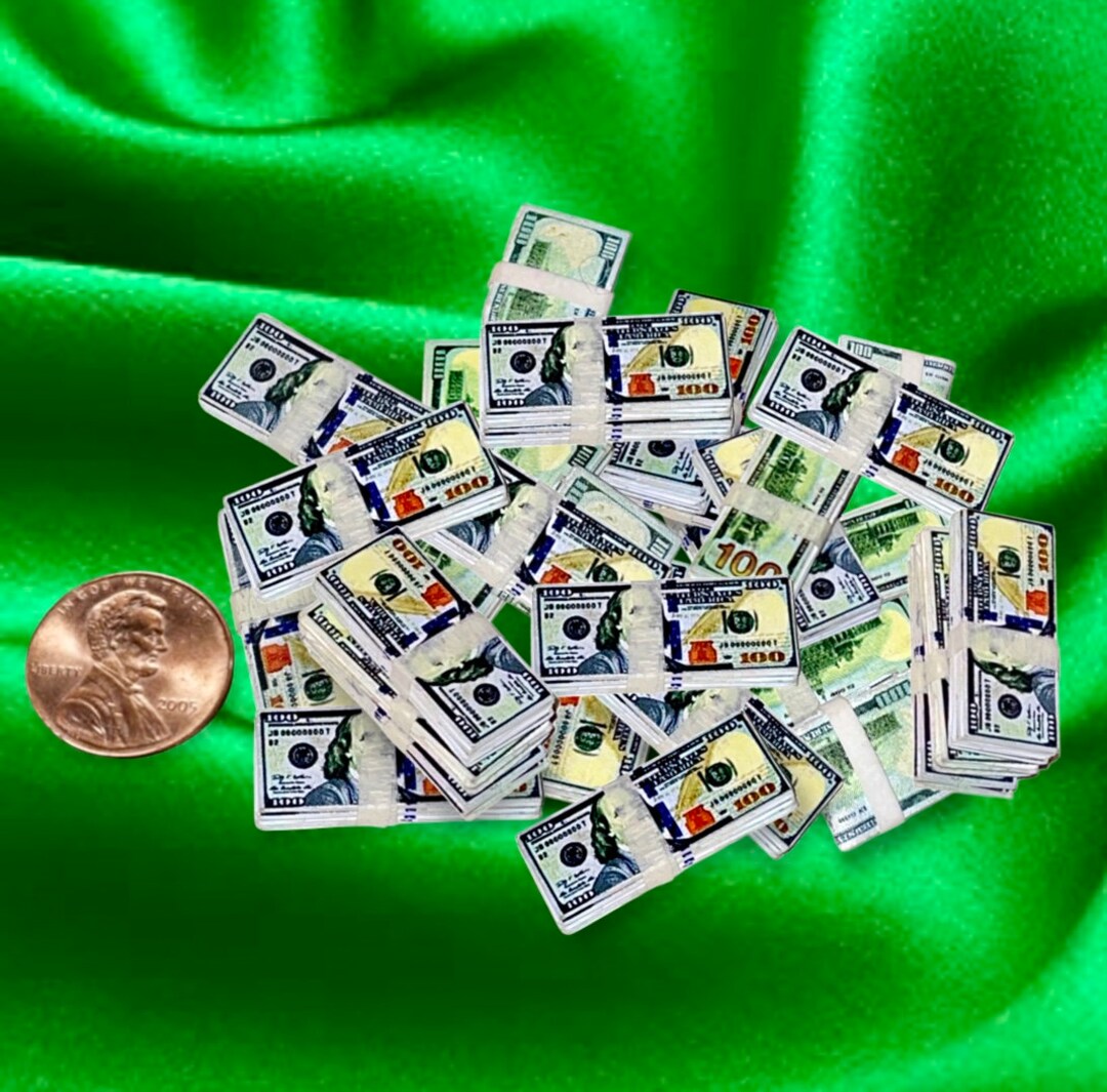 Dollhouse Miniature Money, Miniature Money Stacks, Miniature Cash, Mini ...