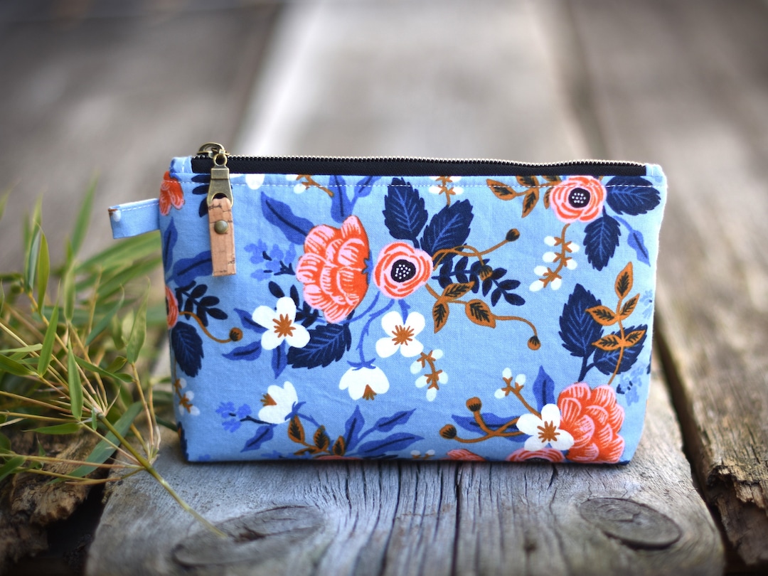 Blue Floral Cosmetics Pouch, Makeup Bag, Toiletries Bag, Rifle Paper Co ...