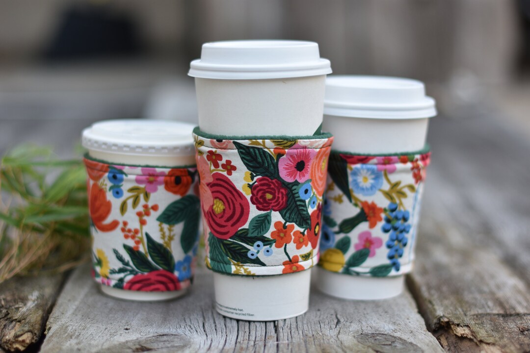 Floral Fabric Coffee Cozy: Rifle Paper Co. Beverage Sleeve, Garden ...
