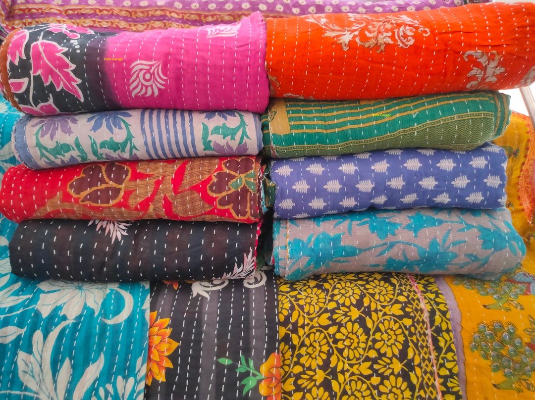 Wholesale Lot Kantha Quilt, Indian Sari Quilt Kantha Throw Blanket ...