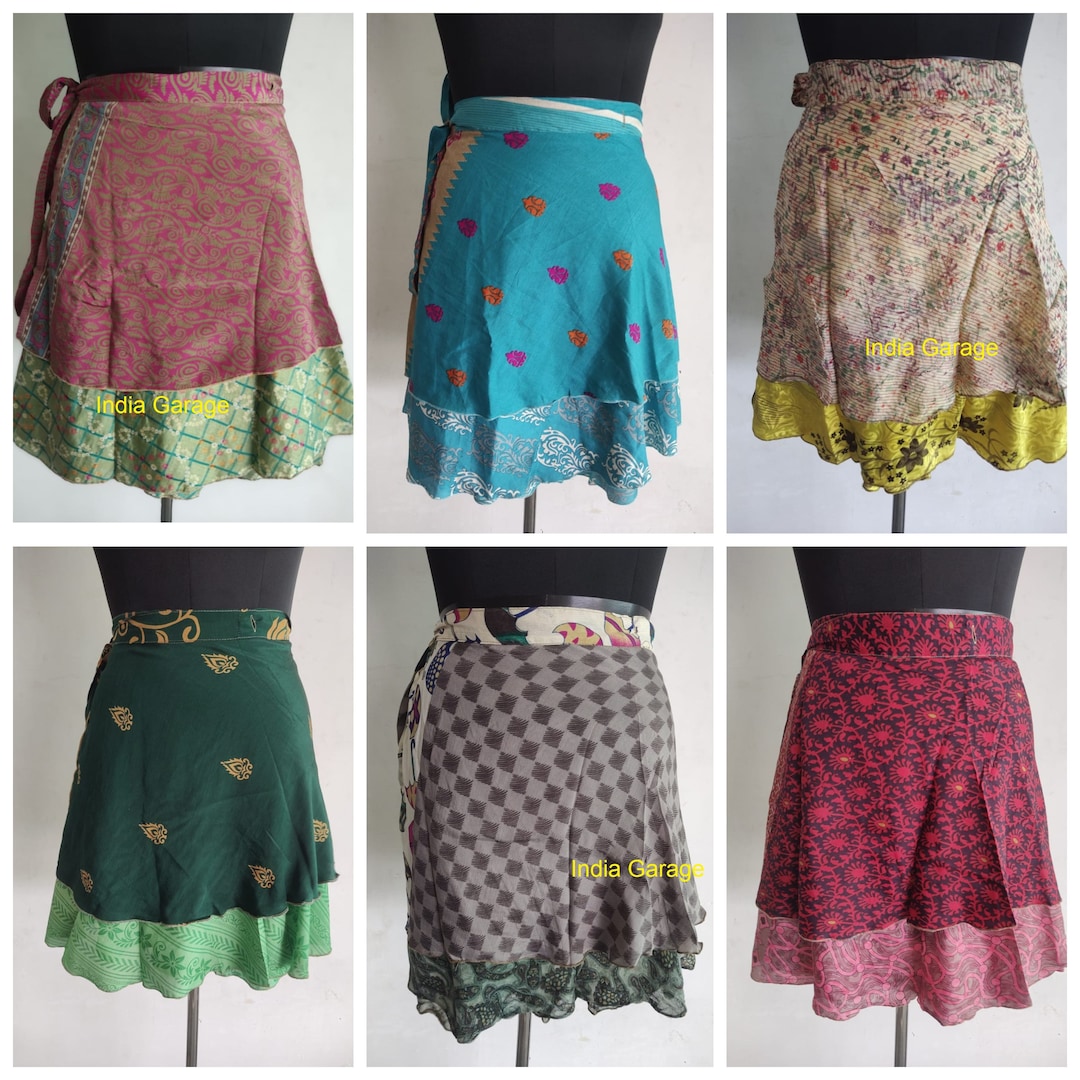 Wholesale Lot of Indian Mini Skirt Vintage Silk Saree Printed Skirt ...