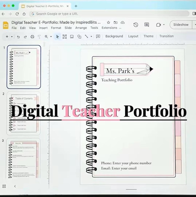 Digital Teacher Portfolio Template for School Interviews | Resume ...