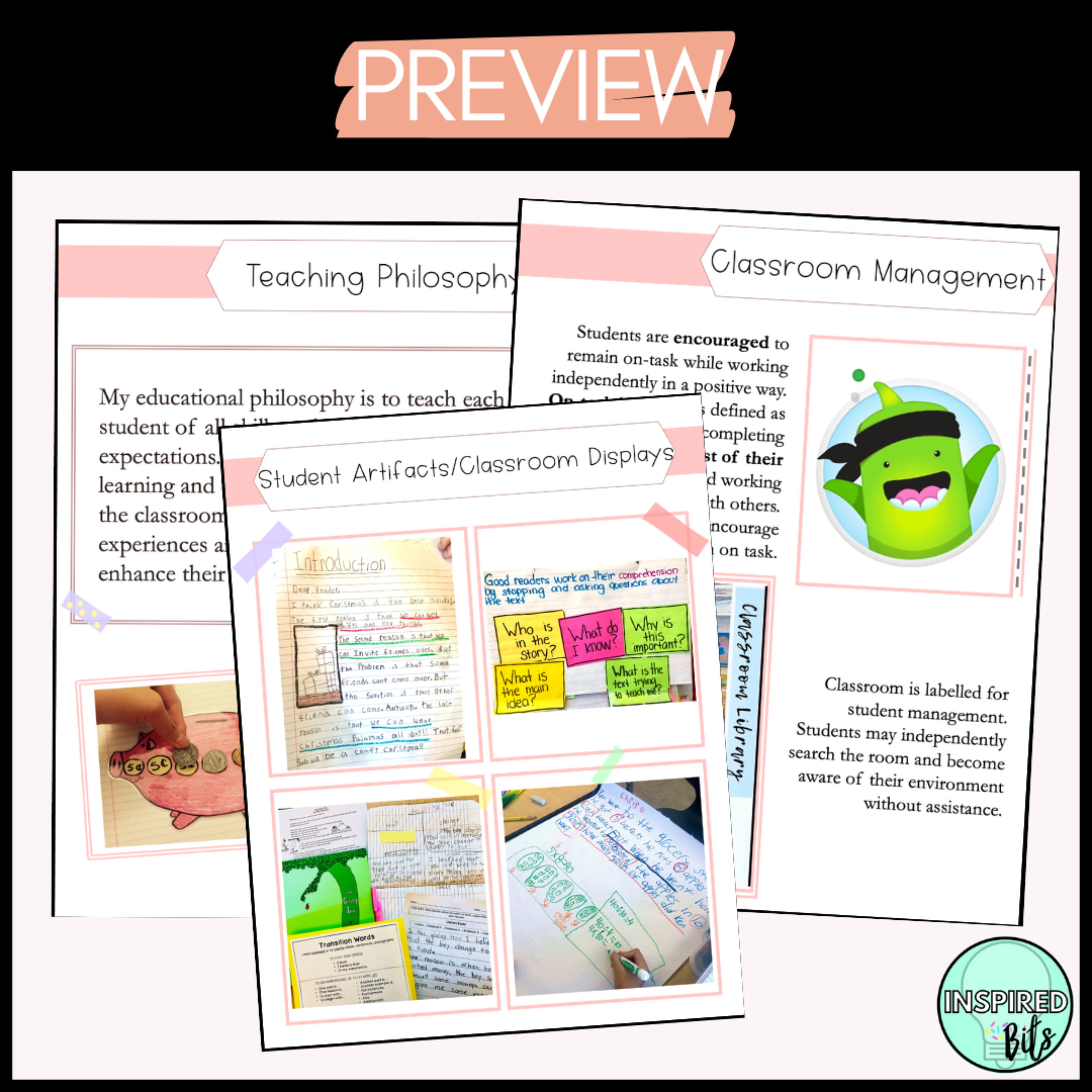Peach Teacher Portfolio Template: Editable Powerpoint Design - Etsy
