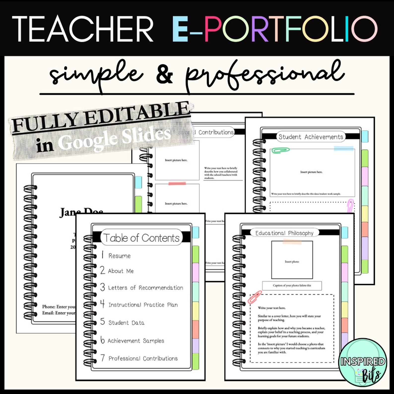 Digital Teacher Portfolio Template: Editable Google Slides (PDF Guide ...